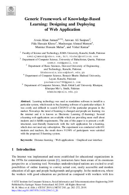 (PDF) Generic Framework of Knowledge-Based Learning: Designing and Deploying of Web Application