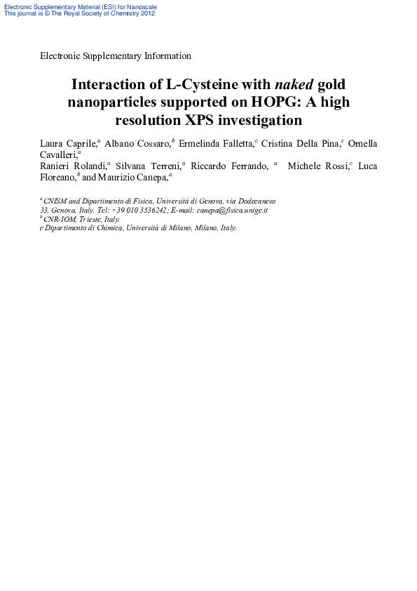 (PDF) Interaction of l-cysteine with naked gold nanoparticles supported ...
