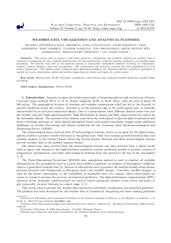 (PDF) Weather Data Visualization and Analytical Platform