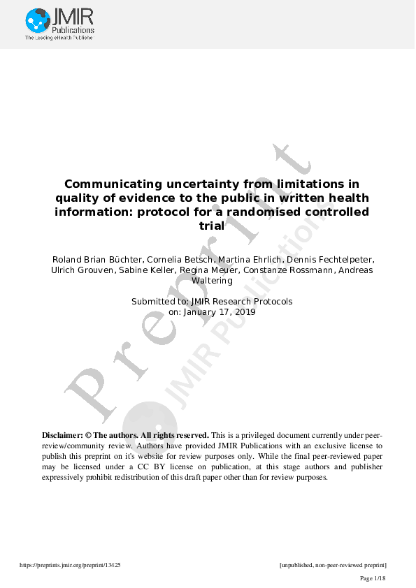 (PDF) Communicating uncertainty from limitations in quality of evidence ...