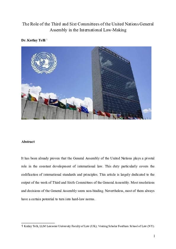 (DOC) The Role of the Third and Sixt Committees of the United Nations ...
