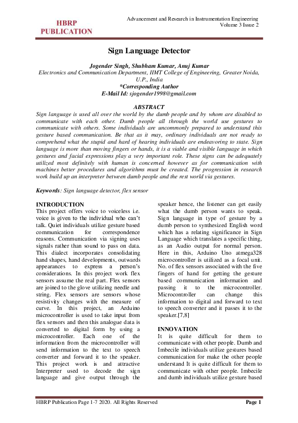(PDF) Sign Language Detector
