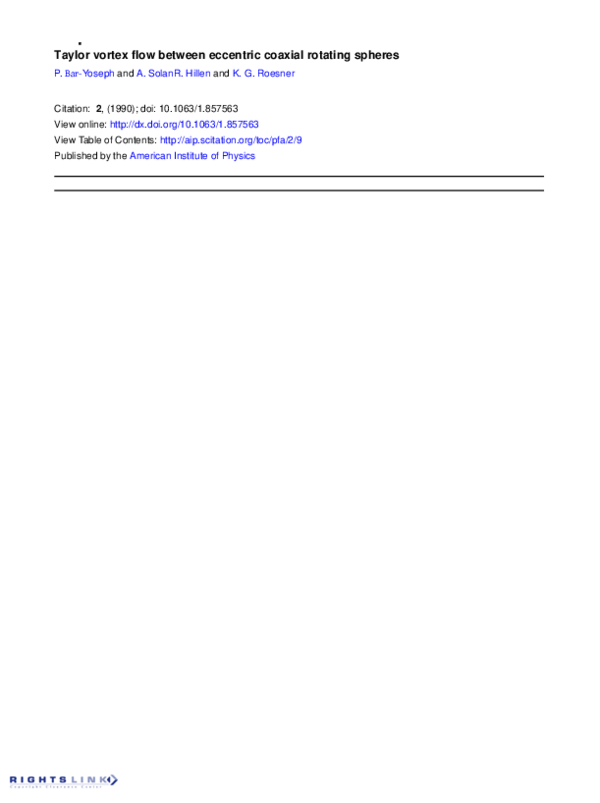 (PDF) Taylor vortex flow between eccentric coaxial rotating spheres