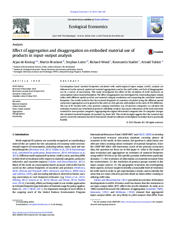 (PDF) Effect of aggregation and disaggregation on embodied material use ...