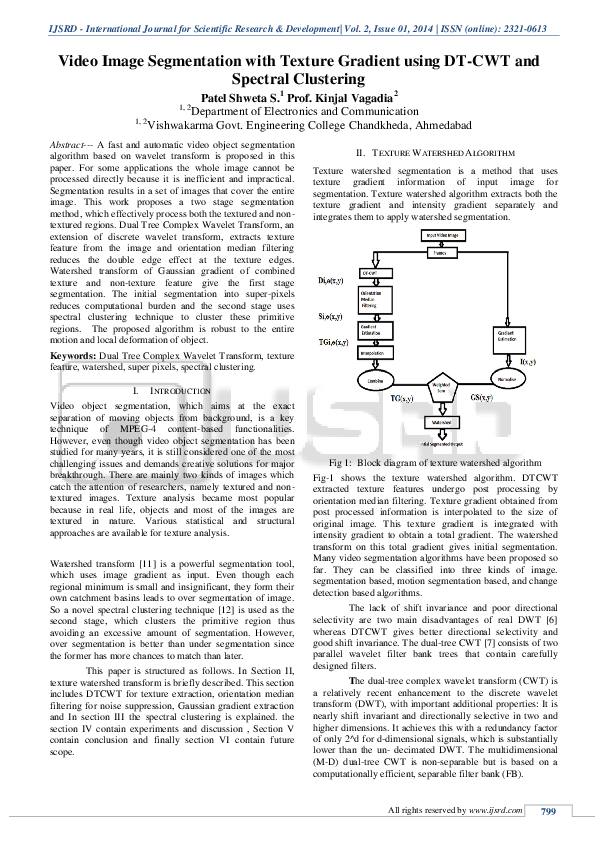 (PDF) Video Image Segmentation with Texture Gradient using DT-CWT and ...