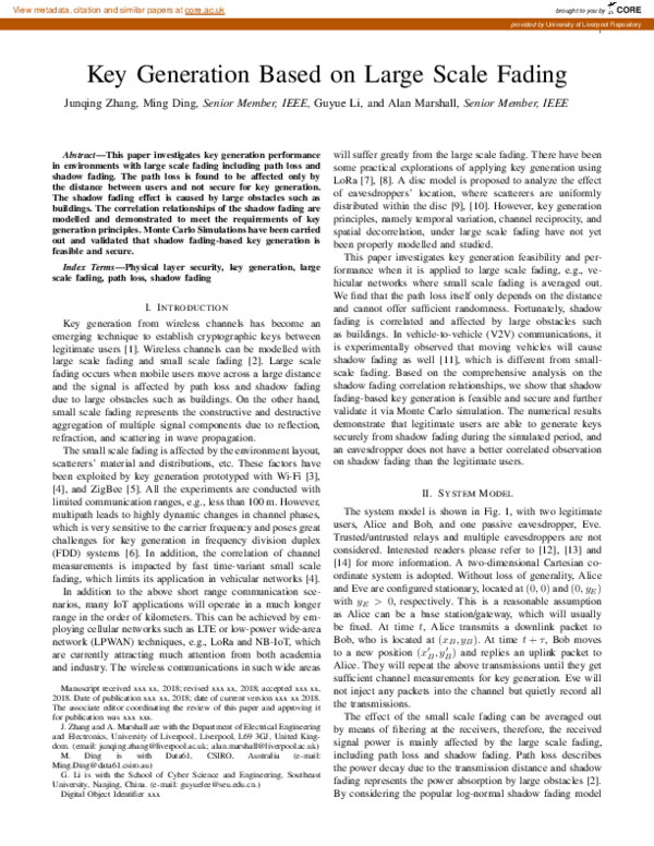 (PDF) Key Generation Based on Large Scale Fading