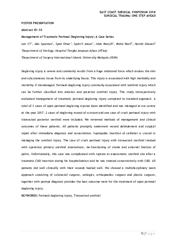 (PDF) Management of Traumatic Perineal Degloving Injury: A Case Series ...