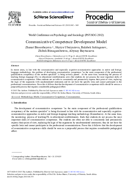 (PDF) Communicative Competence Development Model