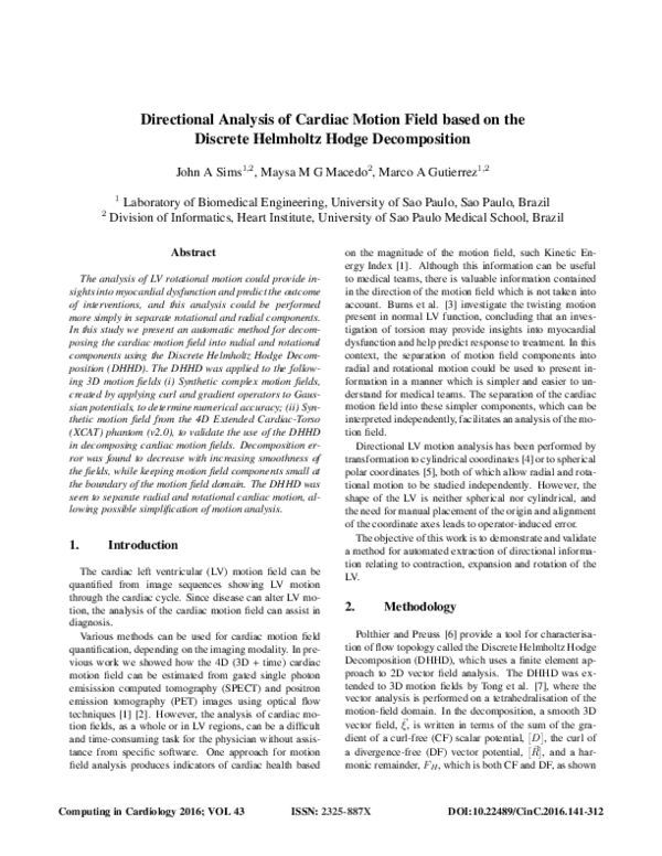 (PDF) Directional Analysis of Cardiac Motion Field based on the Discrete Helmholtz Hodge ...