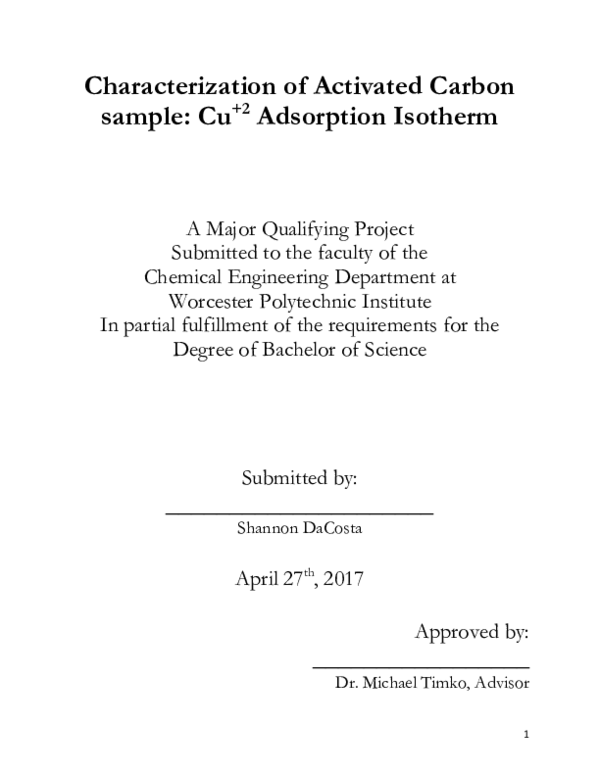 (PDF) Characterization of Activated Carbon sample: Cu+2 Adsorption Isotherm