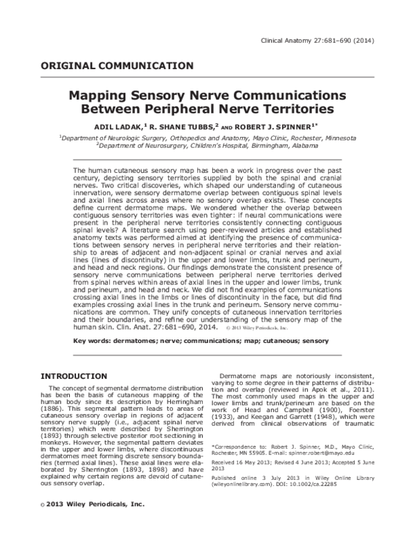 (PDF) Mapping sensory nerve communications between peripheral nerve ...