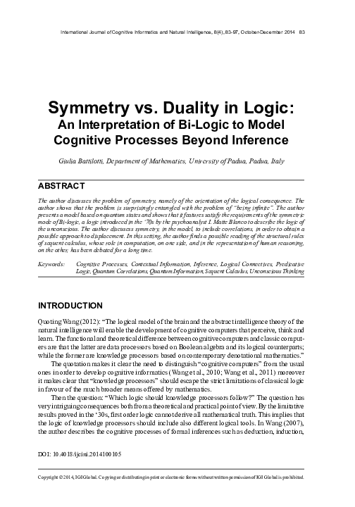 (PDF) Symmetry vs. Duality in Logic