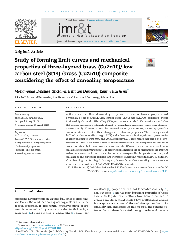 (PDF) Study of forming limit curves and mechanical properties of three ...