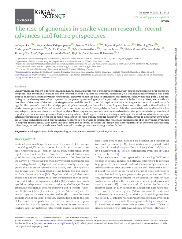 (PDF) The rise of genomics in snake venom research: recent advances and ...