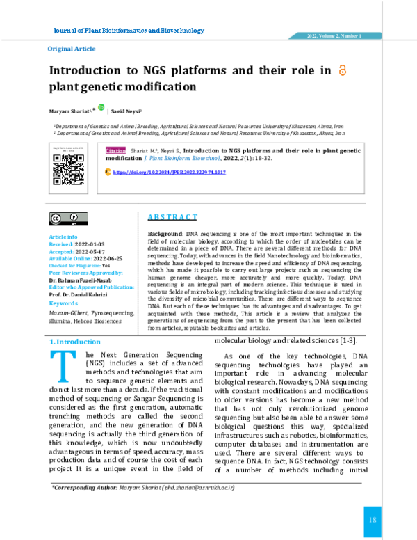 (PDF) Introduction to NGS platforms and their role in plant genetic ...