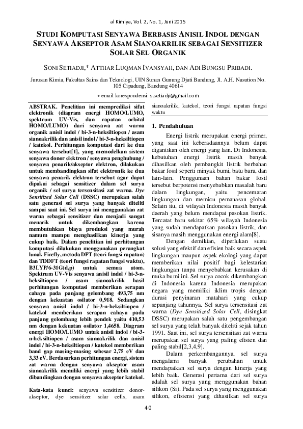 (PDF) Studi Komputasi Senyawa Berbasis Anisil Indol Dengan Senyawa ...