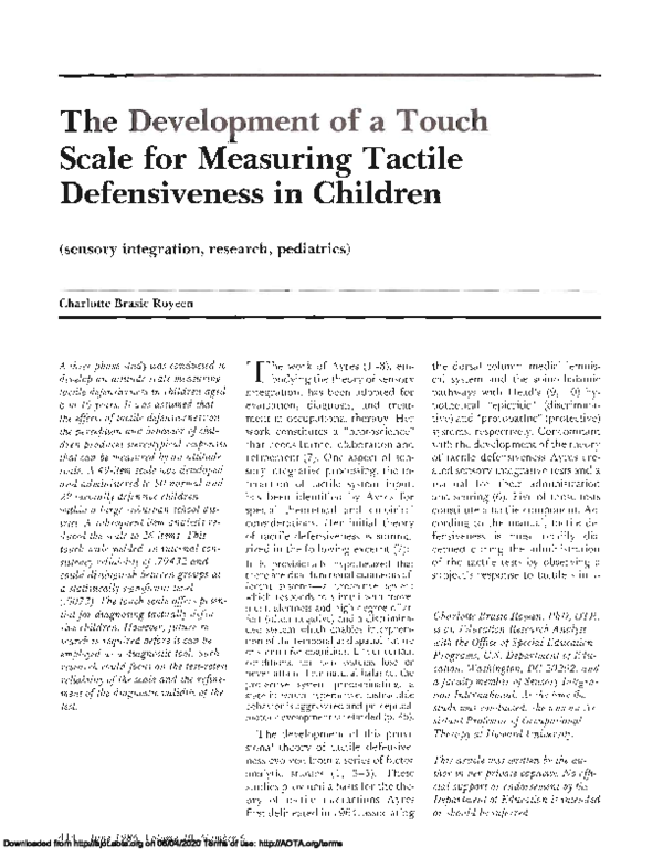 (PDF) The Development of a Touch Scale for Measuring Tactile ...