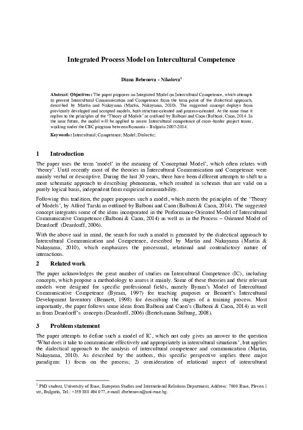 (PDF) Integrated Process Model on Intercultural Competence | Diana ...