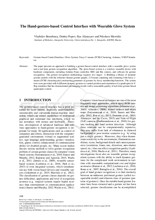(PDF) The Hand-gesture-based Control Interface with Wearable Glove System | NIKOLAOS MAVRIDIS ...