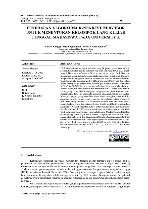 PENERAPAN ALGORITMA K-NEAREST NEIGHBOR UNTUK MENENTUKAN KELOMPOK UANG ...