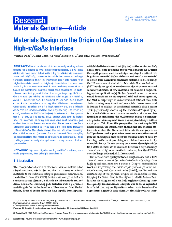 (PDF) Materials Design on the Origin of Gap States in a High-κ/GaAs ...