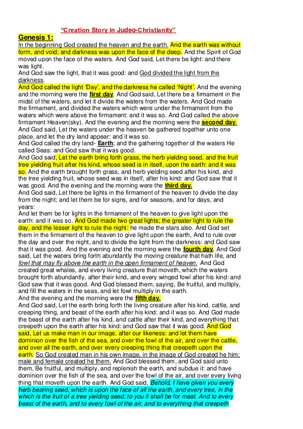 (PDF) Creation Story in Judaism Christianity and Islam