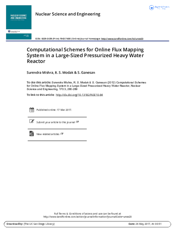 (PDF) Online Flux Mapping in Large Pressurized Heavy Water Reactors
