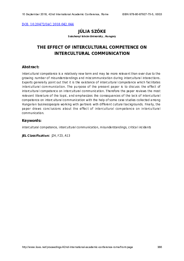 (PDF) The effect of intercultural competence on intercultural communication