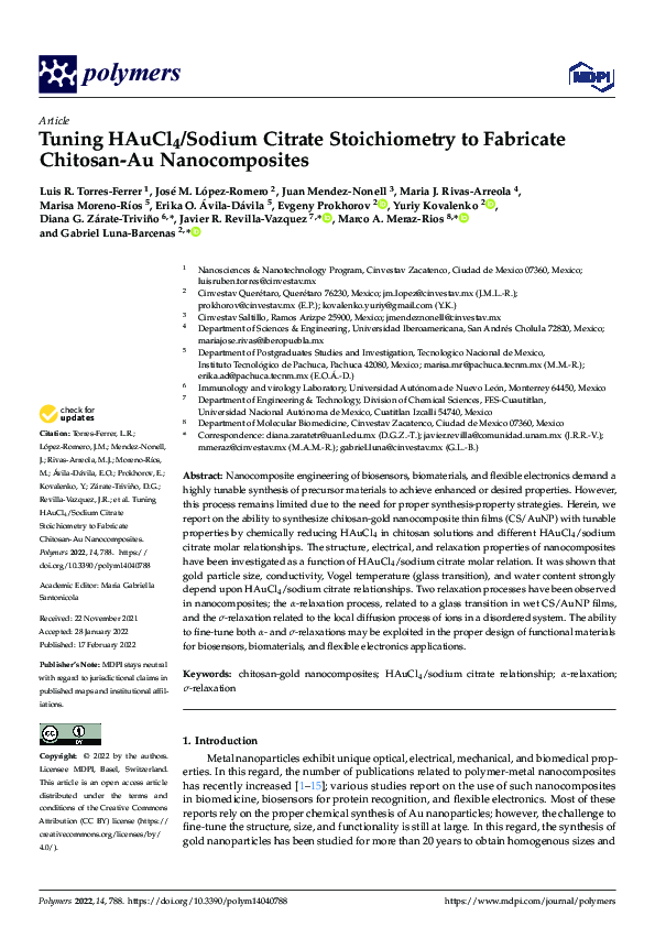 (PDF) Tuning HAuCl4/Sodium Citrate for Chitosan-Au Nanocomposites