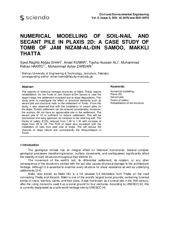 (PDF) Numerical Modelling of Soil-Nail and Secant Pile in Plaxis 2D: A ...