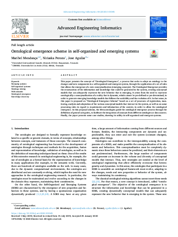 (PDF) Ontological emergence scheme in self-organized and emerging ...