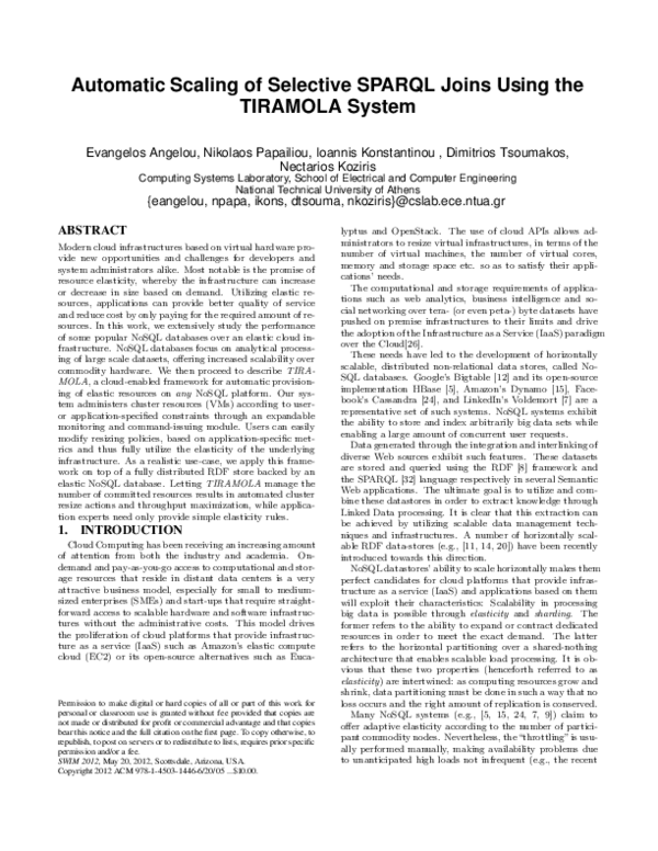 (PDF) Automatic scaling of selective SPARQL joins using the TIRAMOLA system