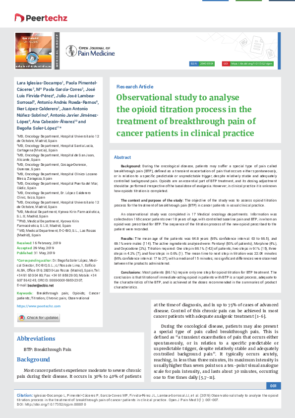 (PDF) Observational study to analyse the opioid titration process in ...