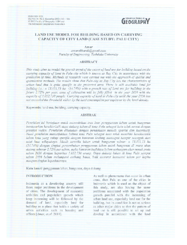 (PDF) Land Use Model for Building Based on Carrying Capacity of City ...