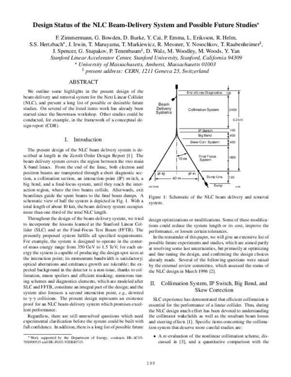 (PDF) Design status of the NLC beam-delivery system and possible future ...