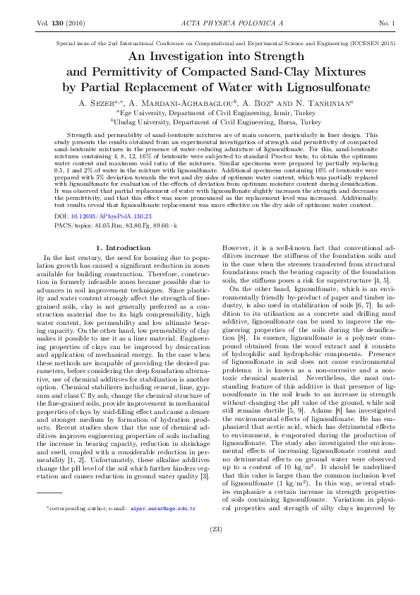 (PDF) An Investigation into Strength and Permittivity of Compacted Sand ...