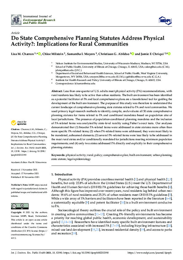 (PDF) Do State Comprehensive Planning Statutes Address Physical ...