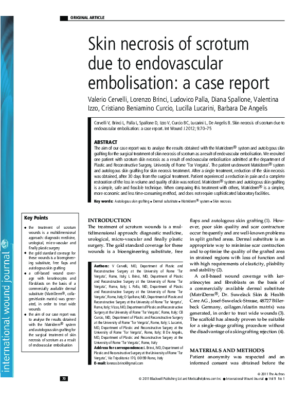 (PDF) Scrotal Skin Necrosis: Case of Matriderm Treatment