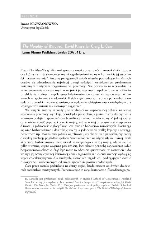 (PDF) The morality of war