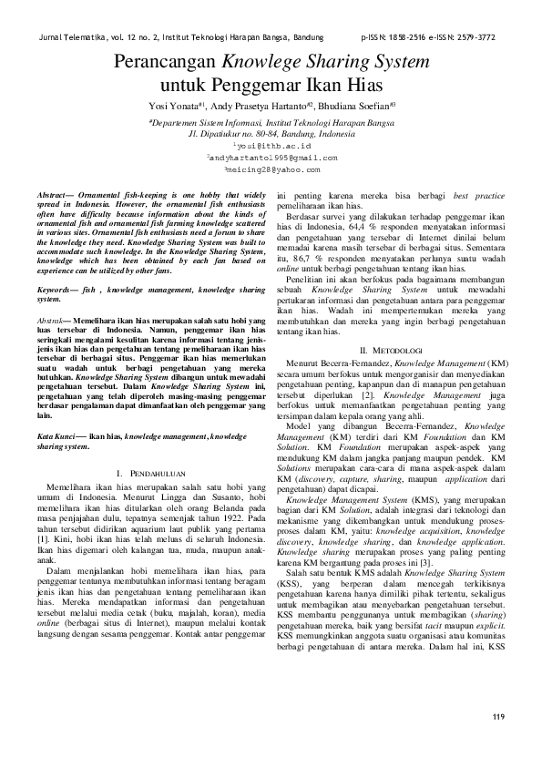 (PDF) Perancangan Knowlege Sharing System untuk Penggemar Ikan Hias