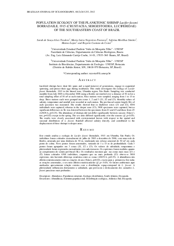 (PDF) Population ecology of the planktonic shrimp Lucifer faxoni ...