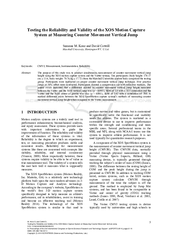 (PDF) Testing the Reliability and Validity of the XOS Motion Capture ...
