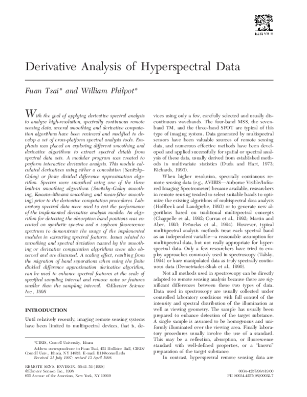 (PDF) Derivative analysis of hyperspectral data