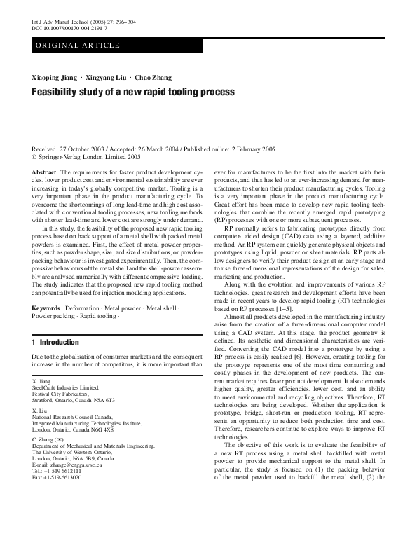 (PDF) Feasibility study of a new rapid tooling process