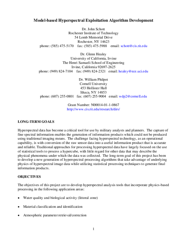 (PDF) Hyperspectral Exploitation Algorithm Development