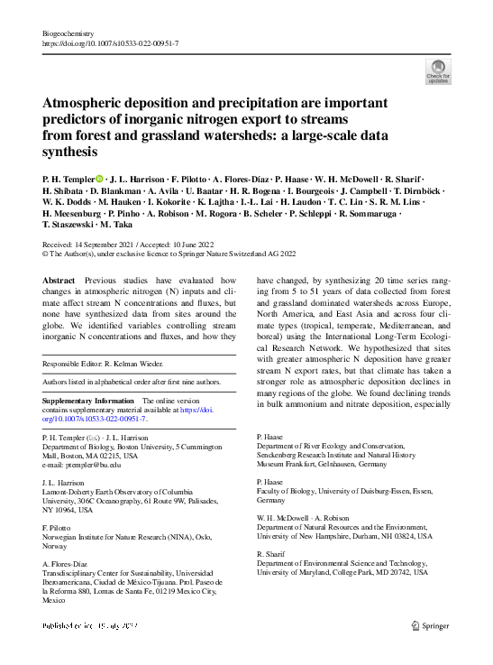 (PDF) Atmospheric deposition and precipitation are important predictors ...