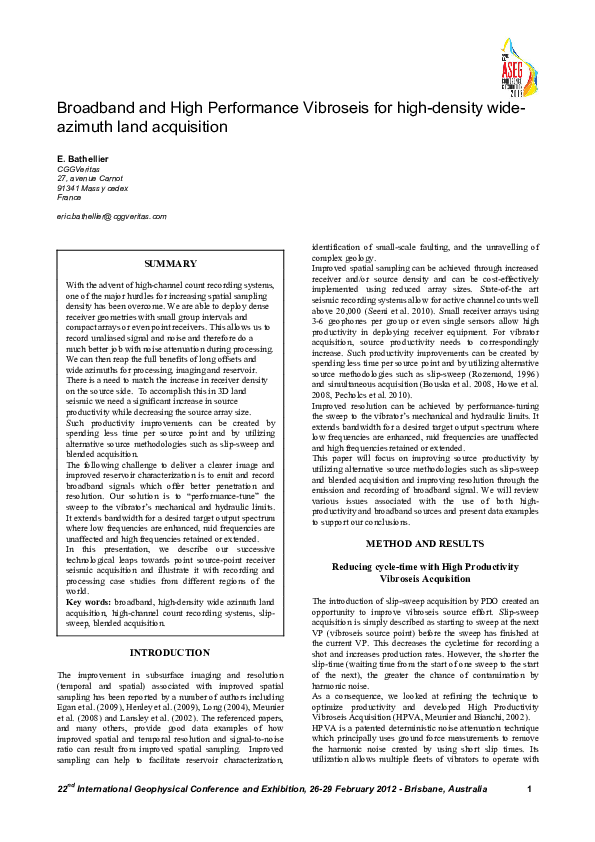 (PDF) Broadband and High Performance Vibroseis for high-density ...