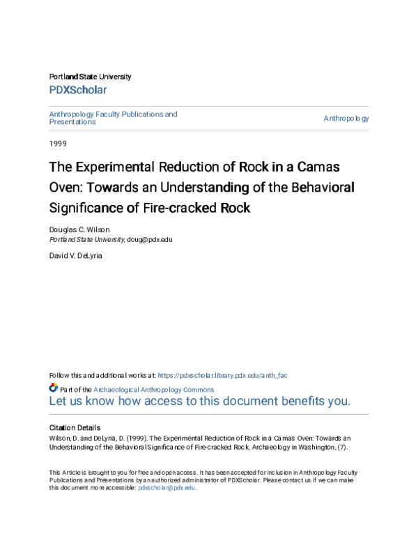 (PDF) The experimental reduction of rock in a Camas Oven: Towards an ...