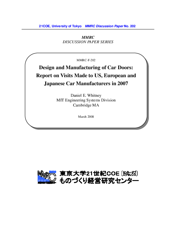 (PDF) Design and Manufacturing of Car Doors: Report on Visits Made to ...