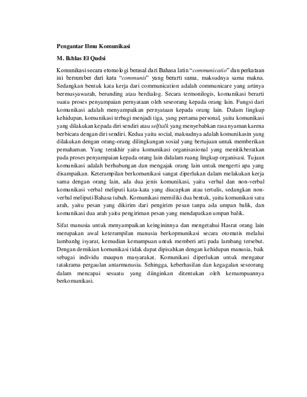 (PDF) Pengantar Ilmu Komunikasi
